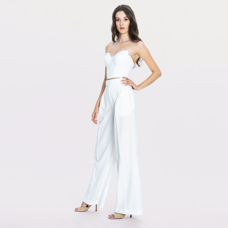 Sanremo High-Rise Wide-Leg Suit Pants Ivory | Angelika Jozefczyk | Wolf ...