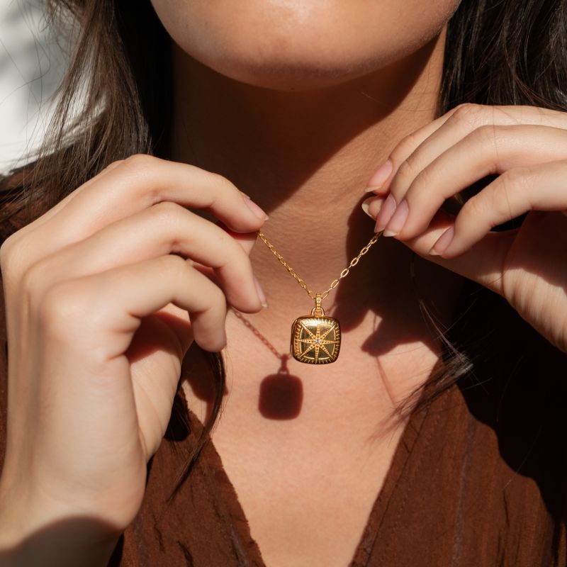 Sapphire Stellar Locket In Gold | Dower & Hall | Wolf & Badger