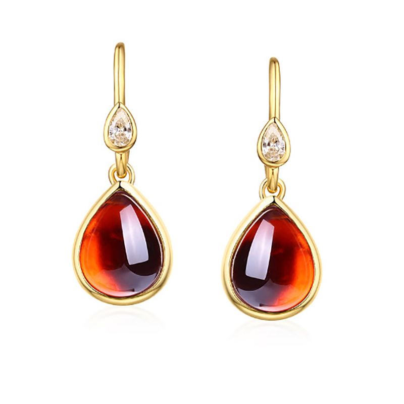 Scarab Gold Vermeil Silver With Red Garnet Drop Earrings | Janus ...
