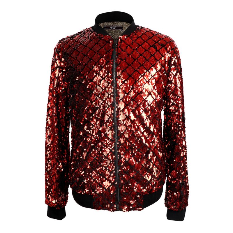 Sequin Bomber Jacket – Red | DAVID WEJ | Wolf & Badger