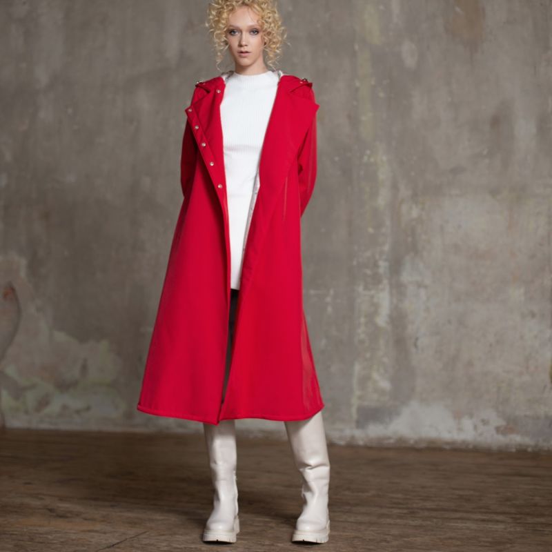 Short Red Waterproof Coat In A-Line Cut: Classic Red | RainSisters ...
