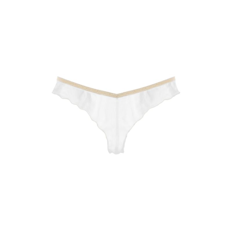 Silk Shorty Brief - White & Gold - Yasmine | SAETA Paris | Wolf & Badger