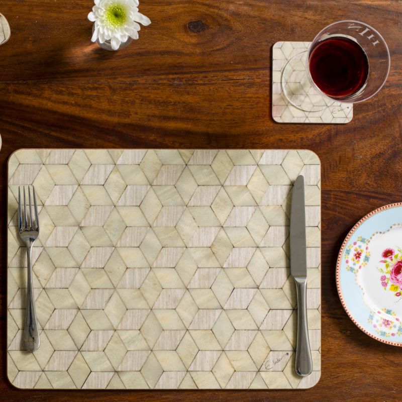 Six Large Placemats In Neutral Light Green And Grey Scandinavian Style ...