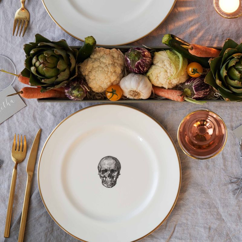 Skull Bone China Dinner Plate | Melody Rose London | Wolf & Badger