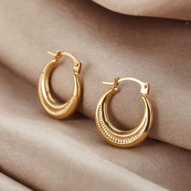 Crescent Moon Creole Gold Hoop Earrings | Posh Totty Designs | Wolf ...