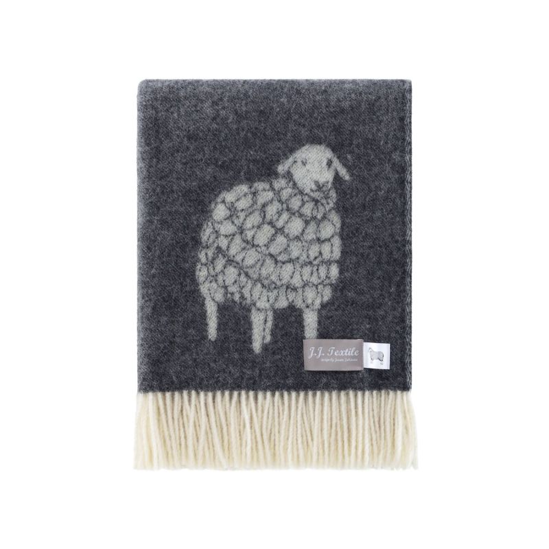 Soft Black Mima Sheep Wool Throw | J.J.Textile | Wolf & Badger