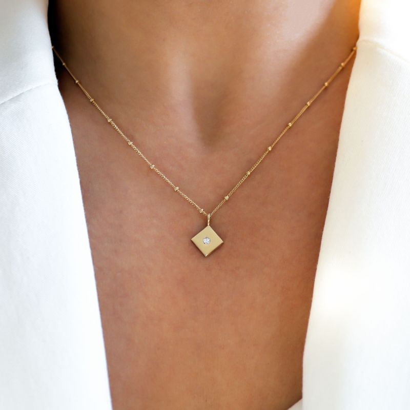 Solid Gold Diamond Kite Pendant Necklace | Lavey London | Wolf & Badger