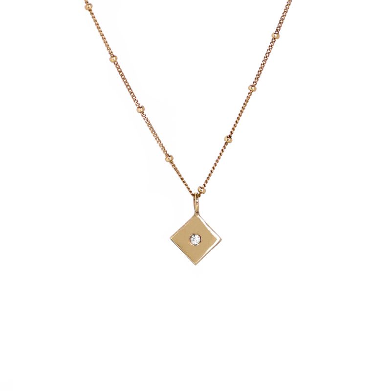 Solid Gold Diamond Kite Pendant Necklace | Lavey London | Wolf & Badger