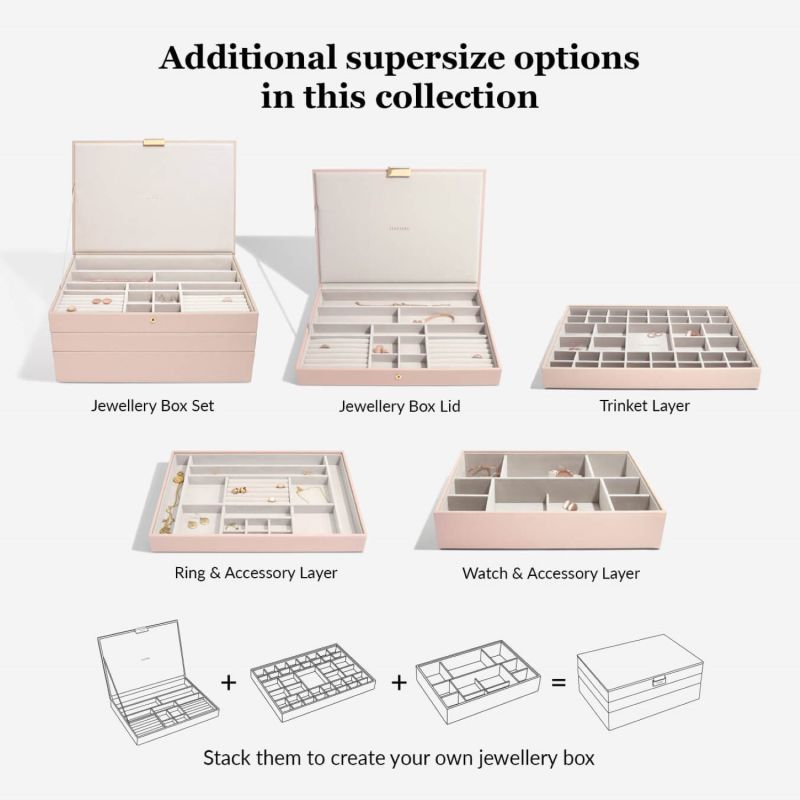 Stackers Blush Pink Supersize Jewelry Box Set Of Three Champagne Gold ...