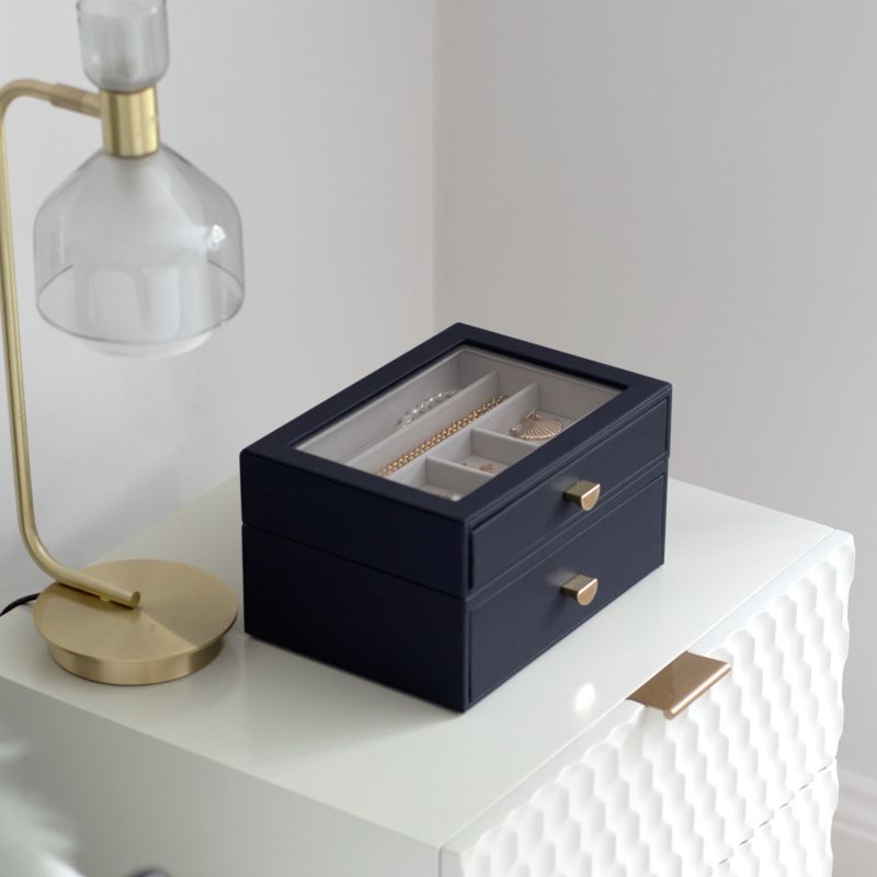 Stackers Classic Navy Pebble Set Of Two Drawers | Stackers | Wolf & Badger