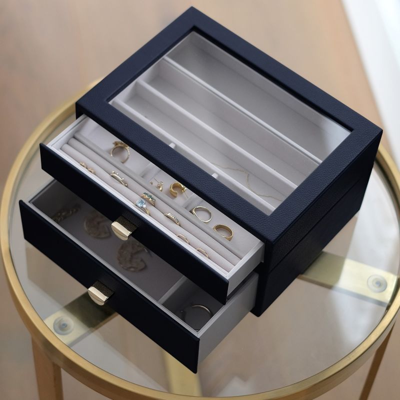 Stackers Classic Navy Pebble Set Of Two Drawers | Stackers | Wolf & Badger