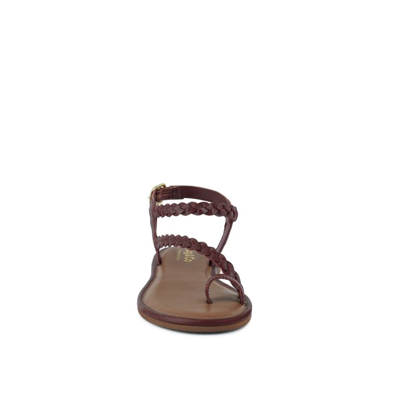 Stallone Burgundy Braided Flat Sandals | Rag & Co. | Wolf & Badger