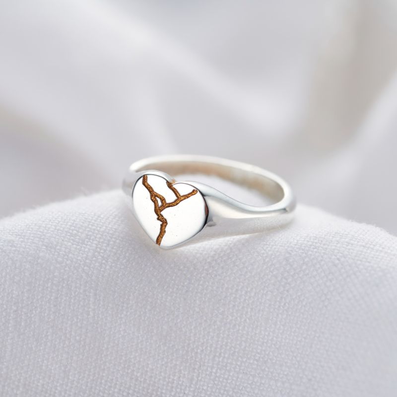 Sterling Silver Heart Kintsugi Signet Ring | Posh Totty Designs | Wolf ...