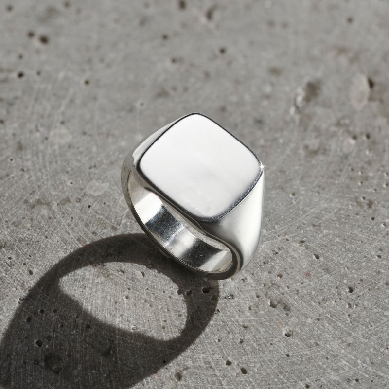 Sterling Silver Mens Square Signet Ring | Posh Totty Designs | Wolf ...