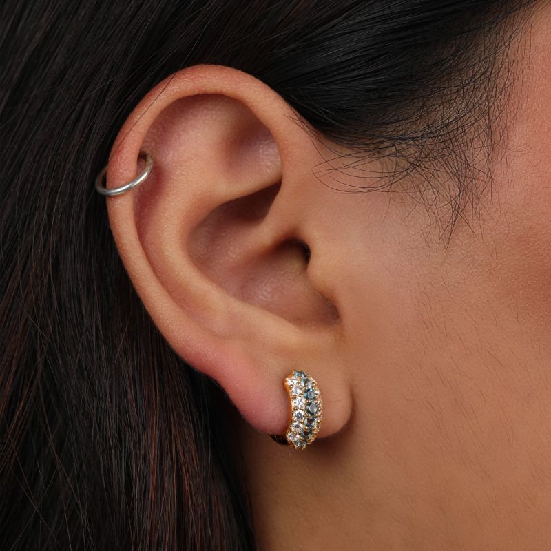 Summer Sparkle Huggies - London Blue Topaz | Preeti Sandhu | Wolf & Badger