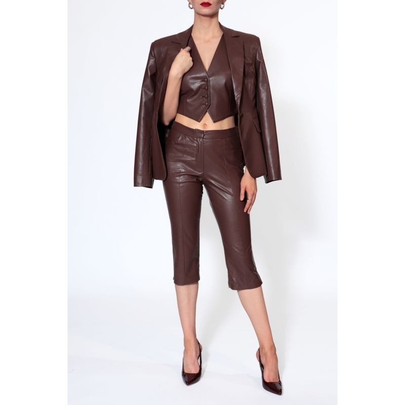 Sylvia Chocolate Brown Vegan Leather Vest | AGGI by HALEWSKI | Wolf & Badger