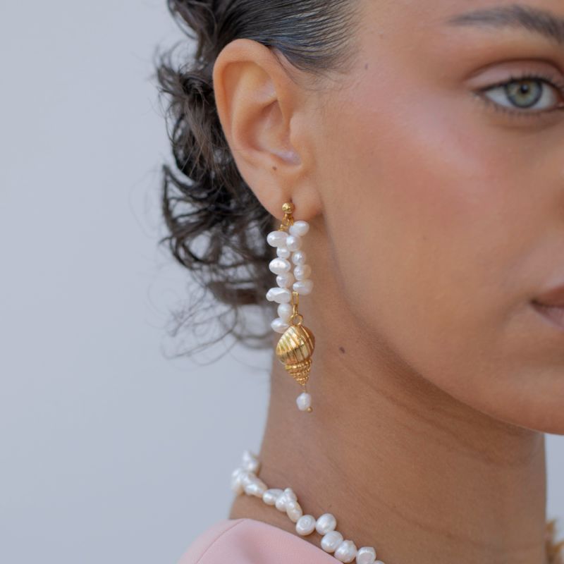Ariel String Of Pearls Shell Drop Earrings | Arctic Fox & Co. | Wolf ...