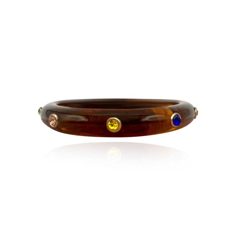 Tortoise Resin Bangle With Multi-Color Crystals | Michael Nash Jewelry ...