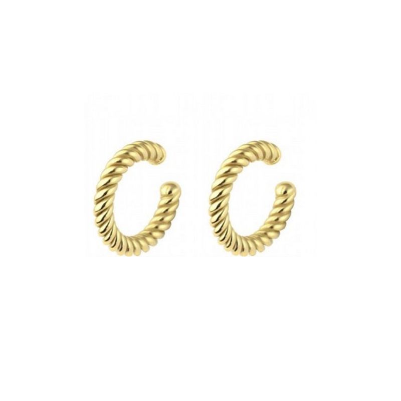 Twisted Sterling Silver Ear Cuff No Piercing - Pair - Gold | Spero London | Wolf & Badger