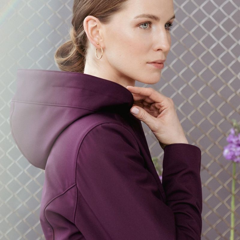 Waterproof Hooded Purple Coat In Ruby Purple | RainSisters | Wolf & Badger