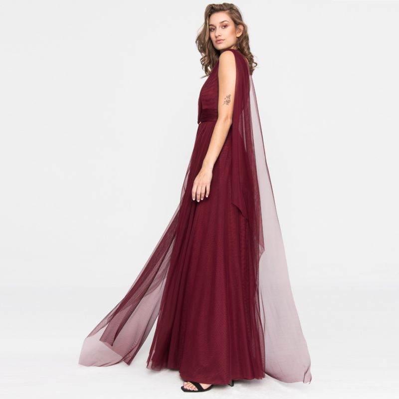 Terracotta Tulle Evening Gown Burgund | Angelika Jozefczyk | Wolf & Badger