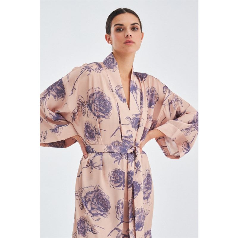 Rosa Satin Short Kimono - Dark Powder/ Purple | Peraluna | Wolf & Badger