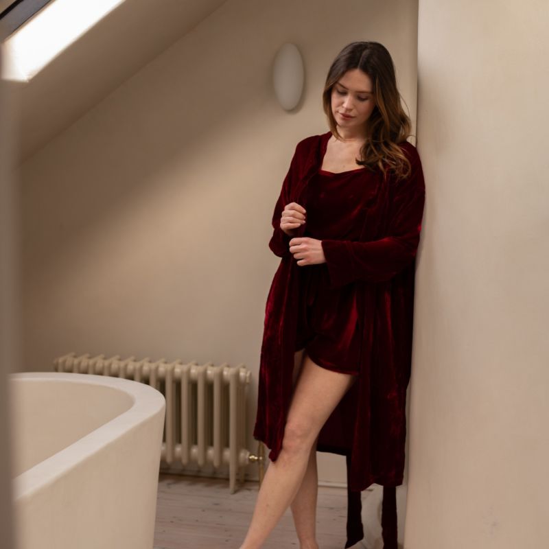 Velvet Short Pyjamas Set - Rosewood | The Annam House | Wolf & Badger