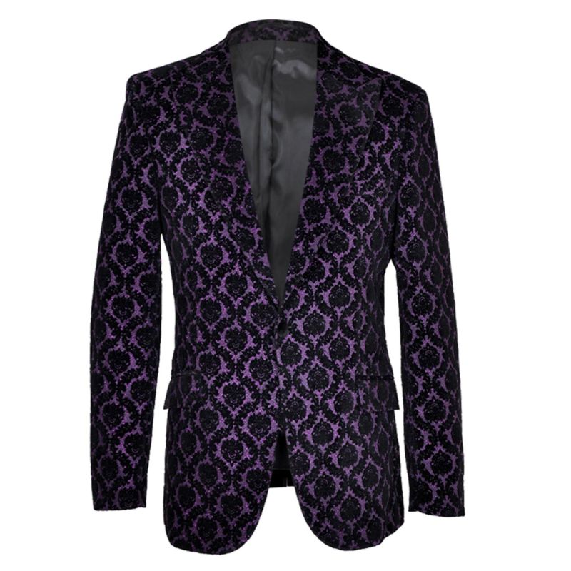 Washington Floral Jacquard Blazer – Purple | DAVID WEJ | Wolf & Badger