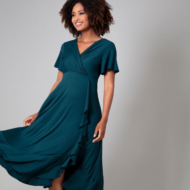 Waterfall Midi Dress In Pine Green | Alie Street London | Wolf & Badger