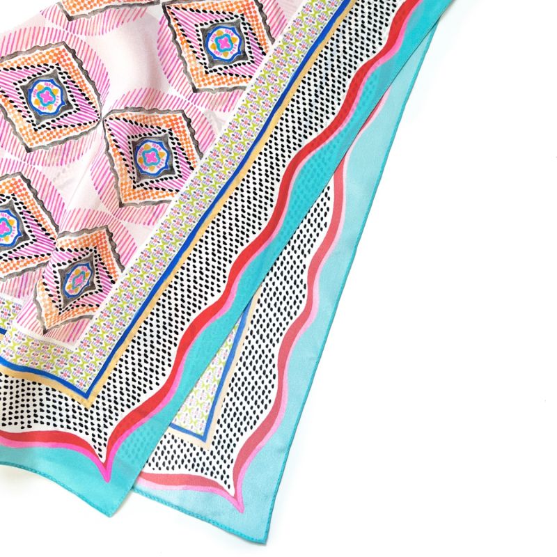 Wavy Border Silk Square Scarf | Maraethra | Wolf & Badger