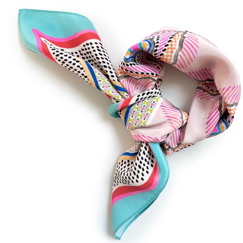 Wavy Border Silk Square Scarf | Maraethra | Wolf & Badger