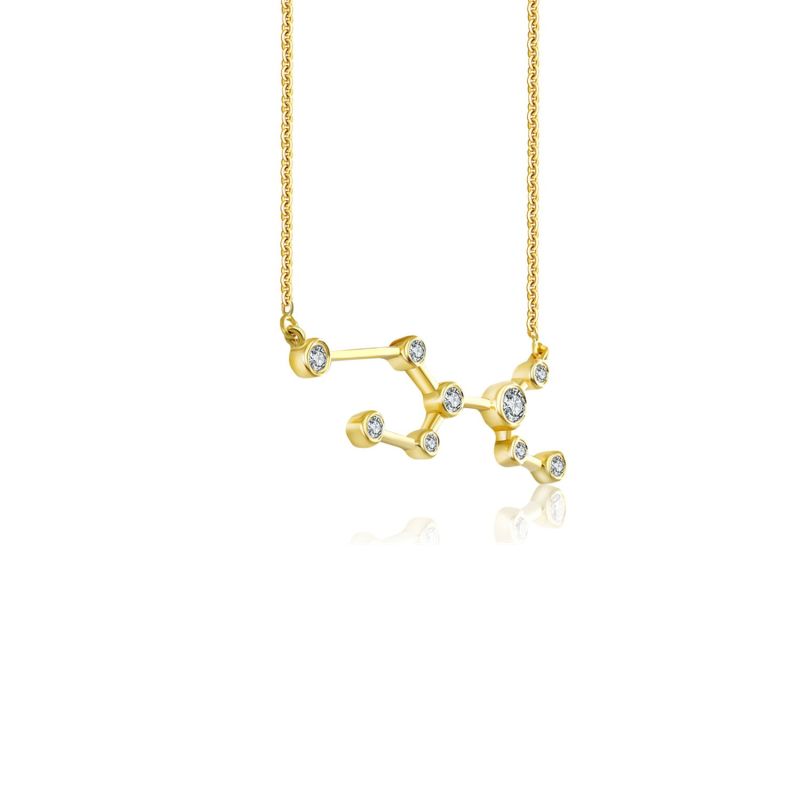 Virgo Zodiac Constellation Necklace 18K Yellow Gold & Diamond ...