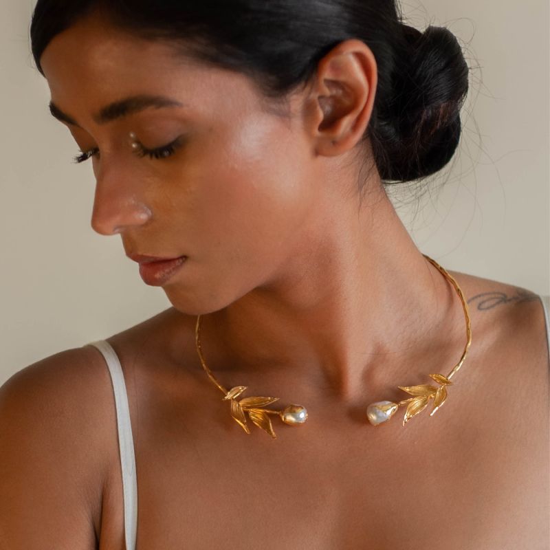 Silver Reva Choker With Baroque Pearls | Dhwani Bansal | Wolf & Badger