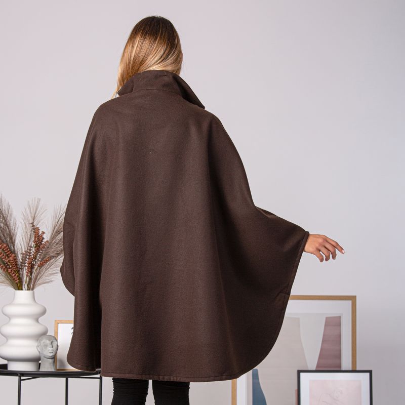 Oversize Wool Cloak Coat With Pockets In Brown | Nikka Place | Wolf ...