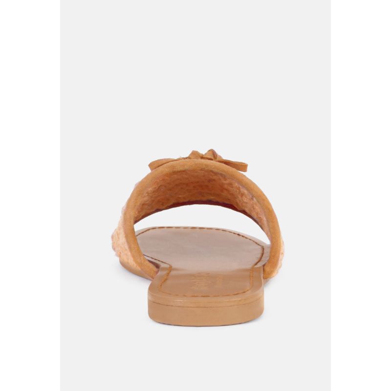 Cedar Handwoven Natural Tan Tassel Flats | Rag & Co. | Wolf & Badger