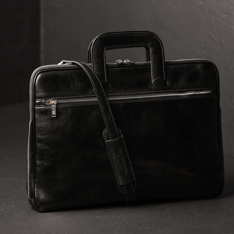 Womens Leather Briefcase Laptop Bag In Black - Brave New World | Time ...