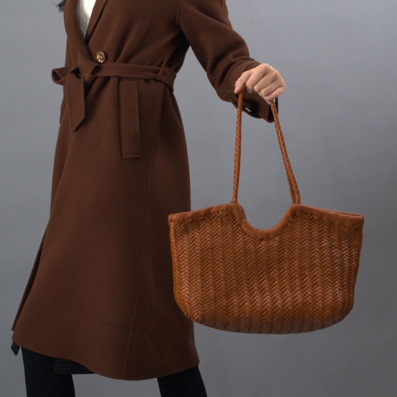 Woven Leather Beach Bag - Tannish Brown | RIMINI | Wolf & Badger