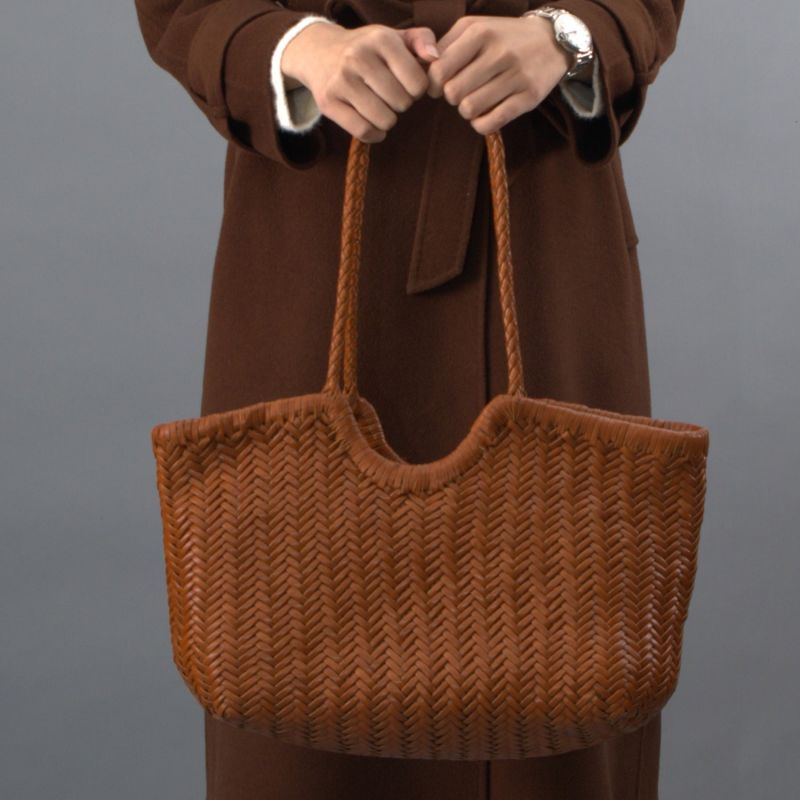 Woven Leather Beach Bag - Tannish Brown | RIMINI | Wolf & Badger