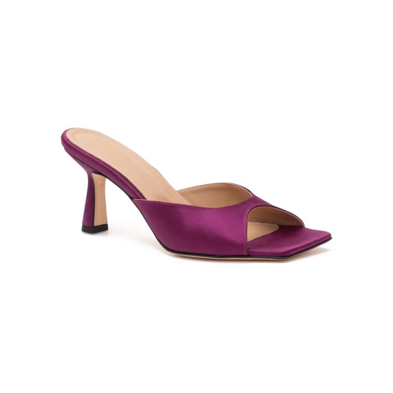 Leva Mules In Purple Satin | Miyana Berlin | Wolf & Badger