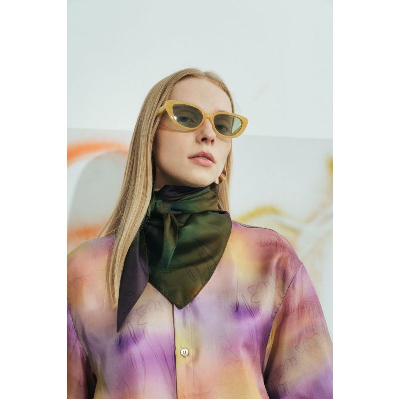 "Brooklyn" Triangle Silk Scarf - Green | Lost Pattern NYC | Wolf & Badger