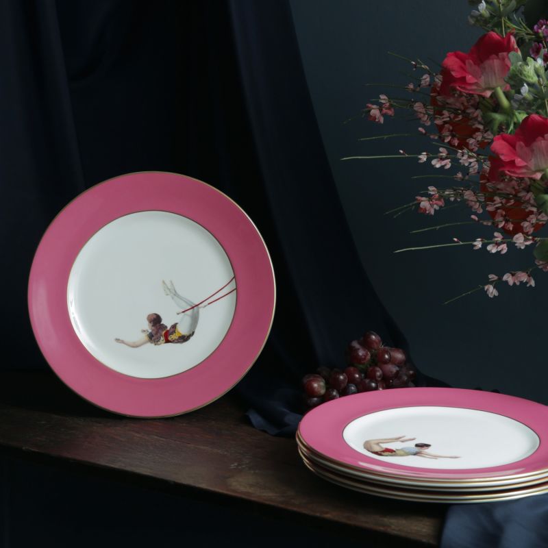 Raspberry Pink Trapeze Set Of Two Plates | Melody Rose London | Wolf ...