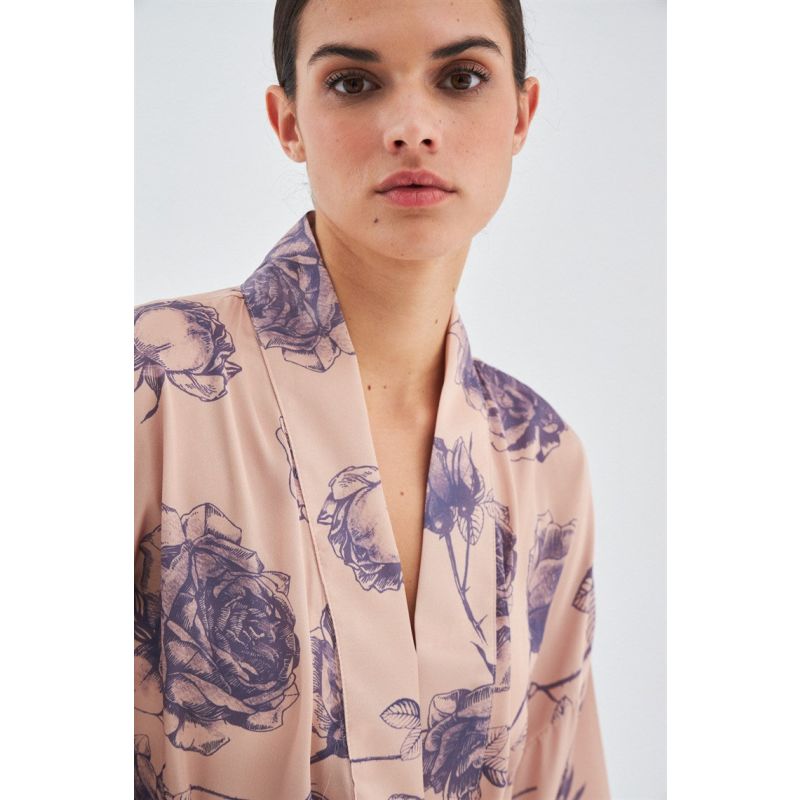 Rosa Satin Short Kimono - Dark Powder/ Purple | Peraluna | Wolf & Badger