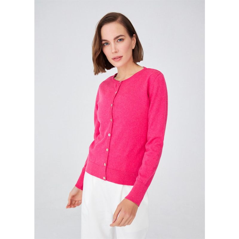 Classic Basic O-Neck Knitwear Cardigan - Fuchsia | Peraluna | Wolf & Badger