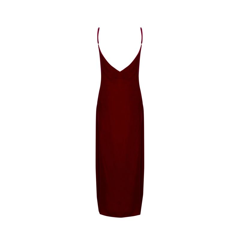 Vegan Silk Velvet Zoe Red Slip Dress | FIOLAS | Wolf & Badger