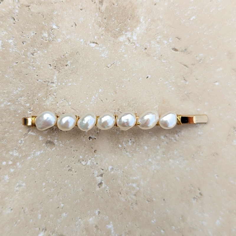 Alyssa Freshwater Pearl Silver Hair Slide - Short | Kiri & Belle | Wolf ...