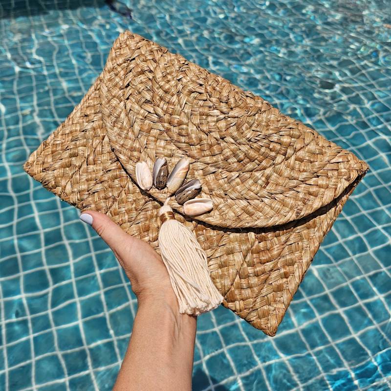 Amara Shell & Straw Clutch | OhSun | Wolf & Badger