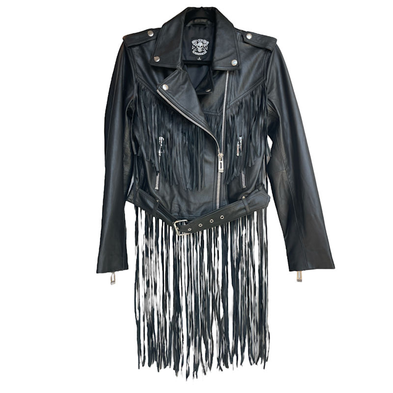 Black Leather Super Fringe Moto Jacket | Any Old Iron | Wolf & Badger