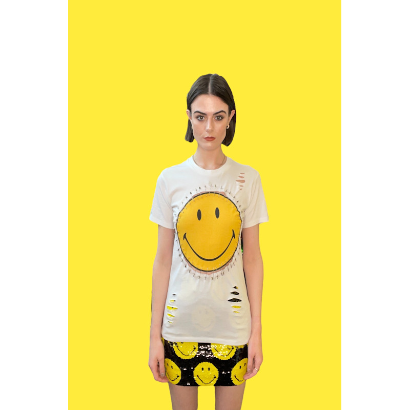 White Just Safe Smiley T-Shirt | Any Old Iron | Wolf & Badger