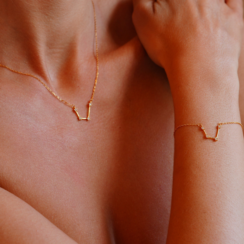 Aquarius Zodiac Constellation Necklace In Gold | Gold Trip | Wolf & Badger