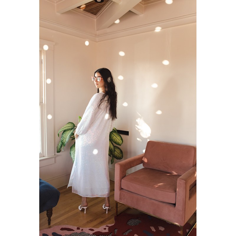 Moonstone Blanc Sequin Cocoon Jacket | Jennafer Grace | Wolf & Badger